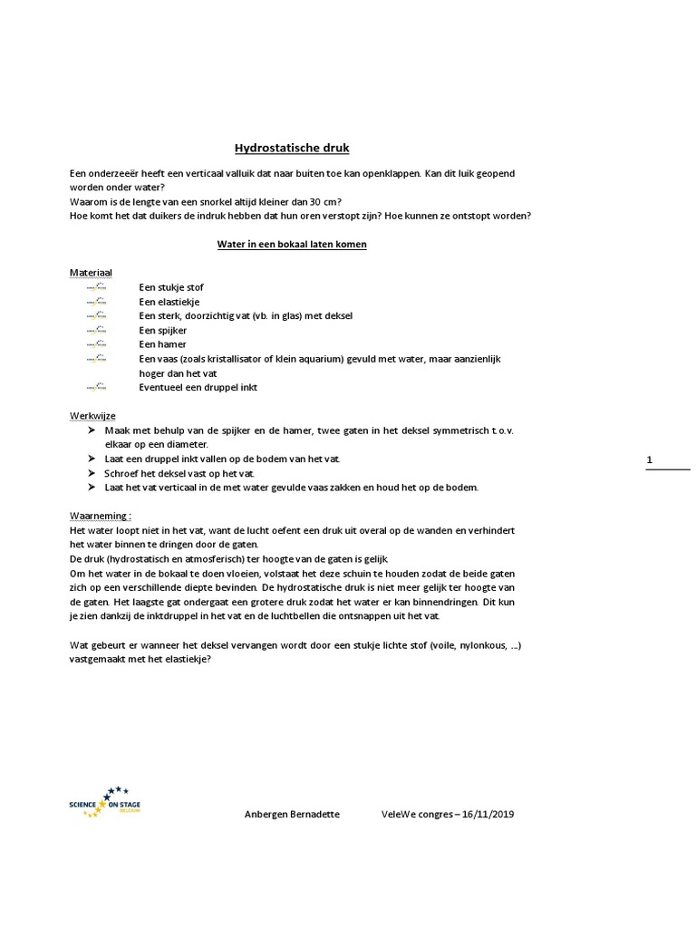 Hydrostatische Druk en Hoe Sterk Zijn Je Longen | PDF