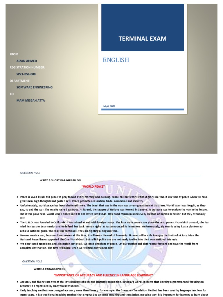 English Final | PDF | Fluency | Linguistics