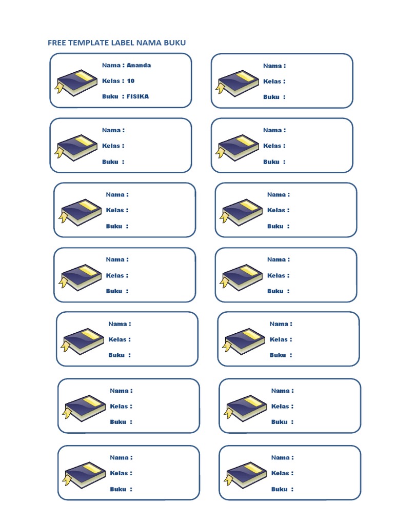 Template Label Nama Pelajaran Gambar Bukueditable Word | PDF