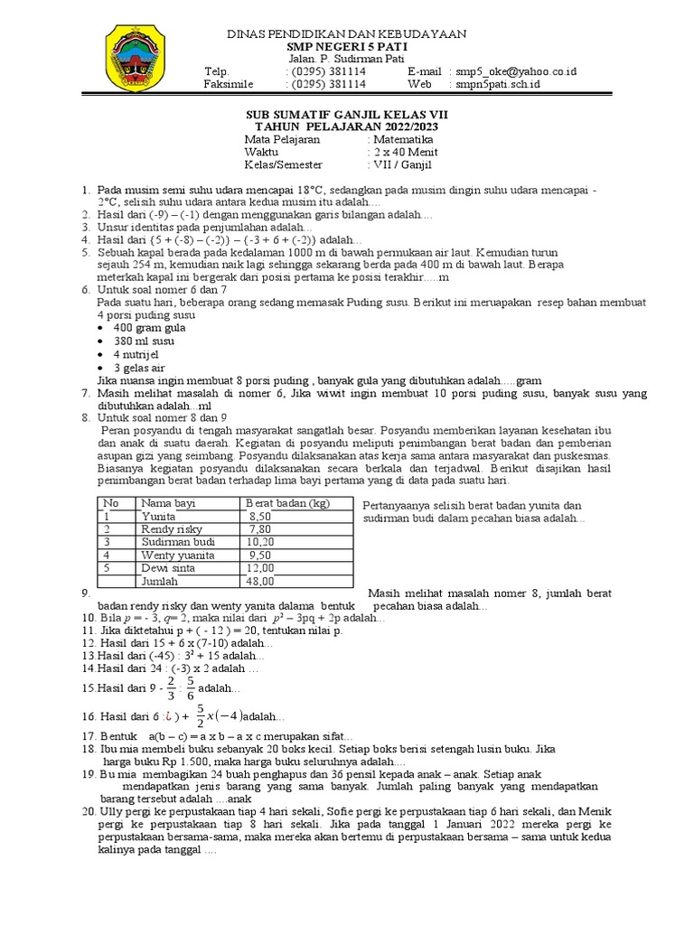 Soal Latihan Ulangan Semester 1 | PDF | Metode & Bahan Ajar