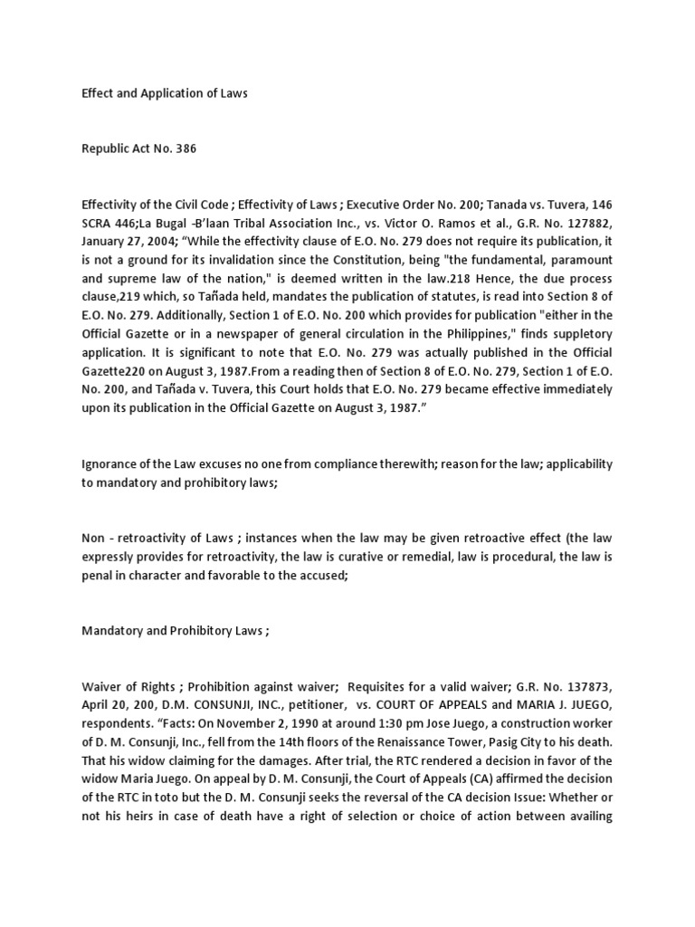 Laws: Effectivity and Application | PDF | Burden Of Proof (Law) | Damages