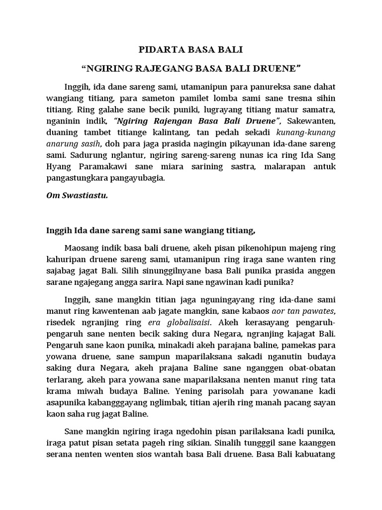 Pidarta Basa Bali | PDF
