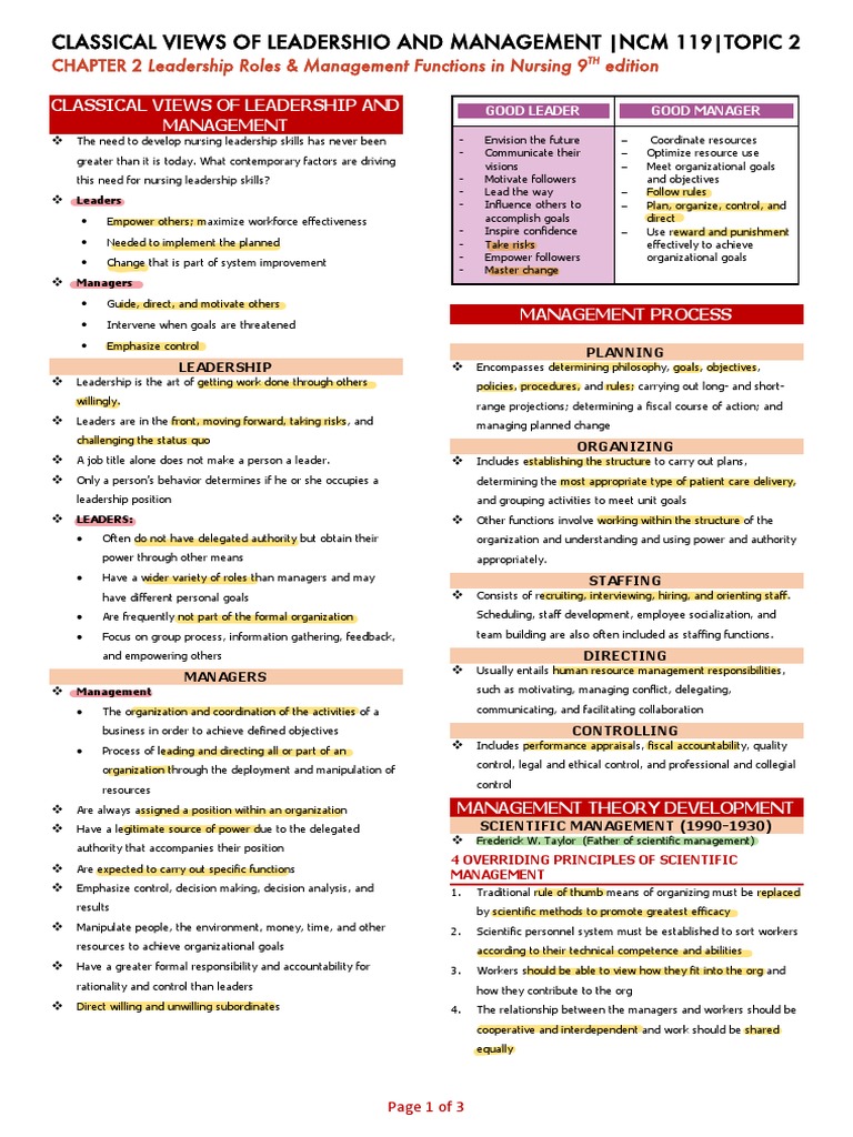 02 Lec Classical Views of Leadership and Management | PDF | Leadership ...