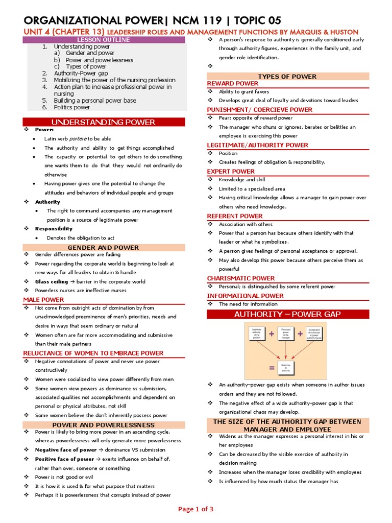05 LEC Organizational Power | PDF | Power (Social And Political) | Nursing