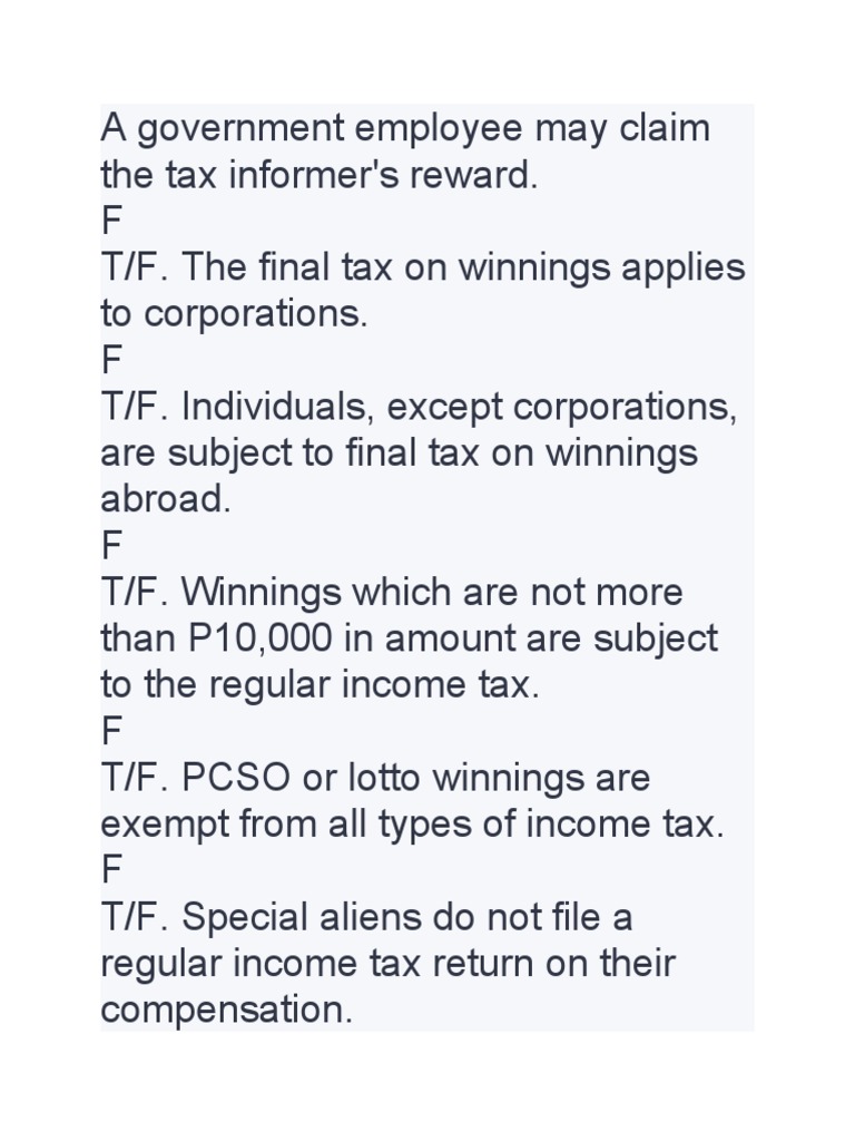 A Government Employee May Claim The Tax Informer | PDF