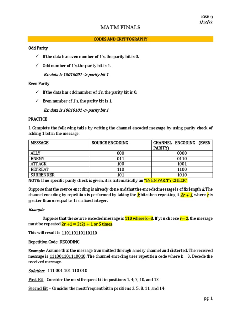 Matm Finals | PDF | Cipher | Cryptography