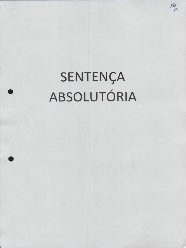 Sentença Absolutória | PDF | Procedimento jurídico | Esfera pública