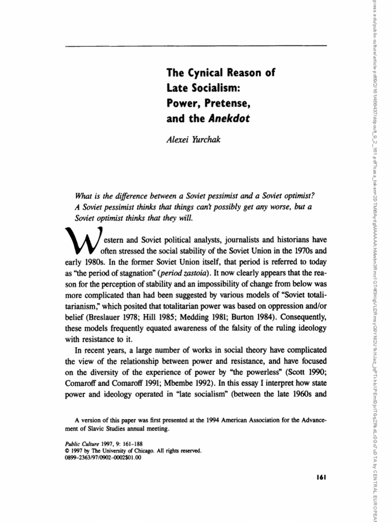 Alexei Yurchak - The Cynical Reason of Late Socialism - Power, Pretense ...