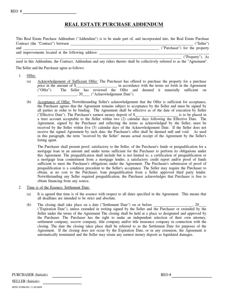 Blank Addendum | Deed | Mortgage Law