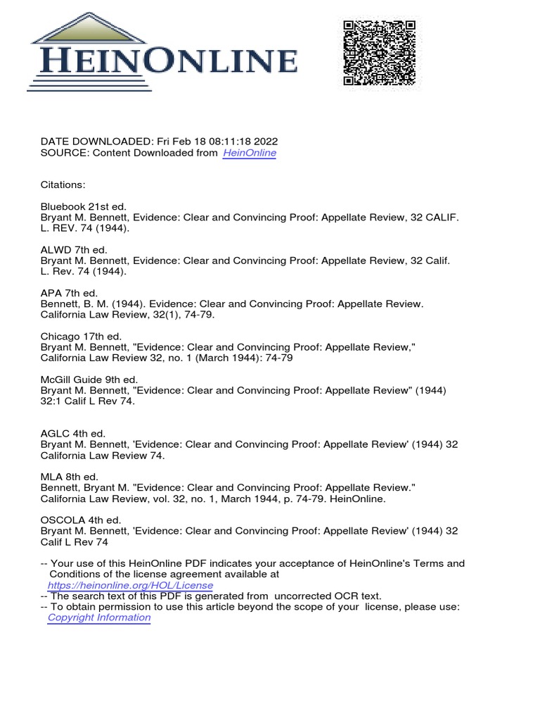 Evidence Clear and Convincing Proof | PDF | Burden Of Proof (Law) | Evidence (Law)