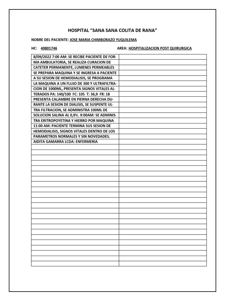 Reporte de Enfermeria | PDF