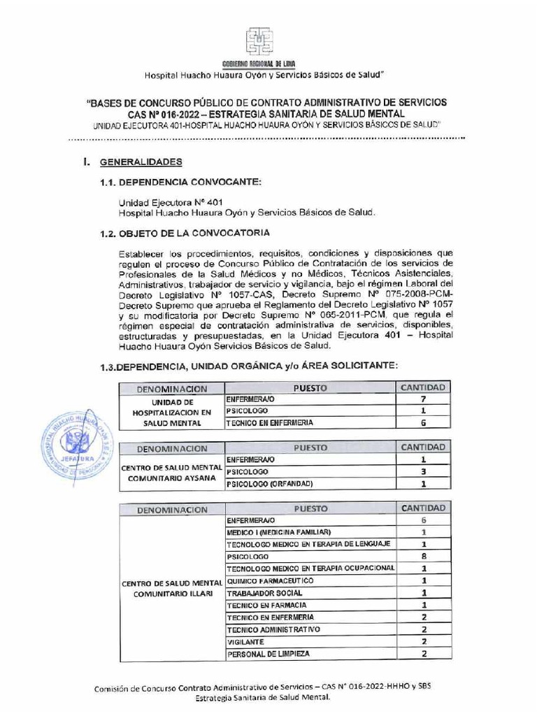 Bases de Concurso Publico Cas n016 | PDF