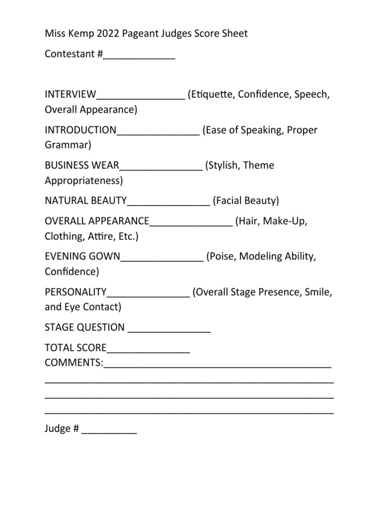 Judges Summary Sheet | PDF