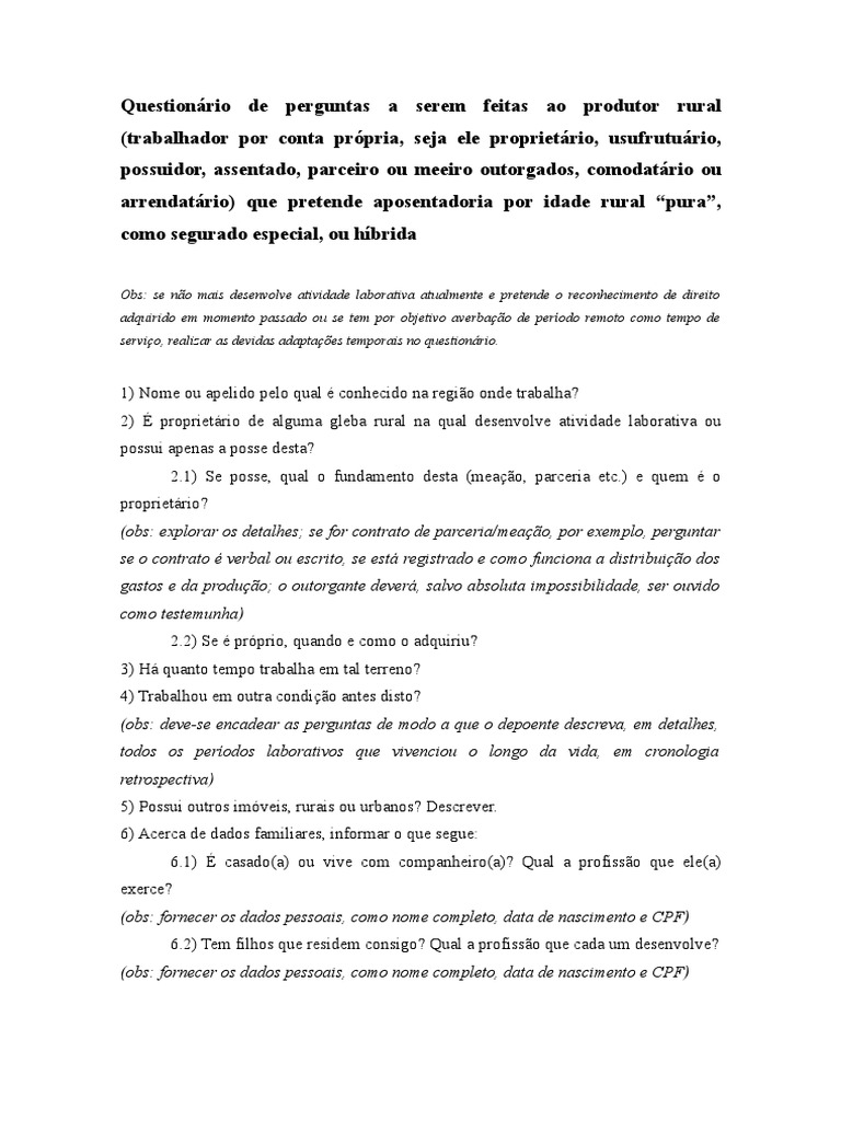 Question - Rio Rural Consolidado - Ju - Zo - INSS | PDF | Emprego | Business