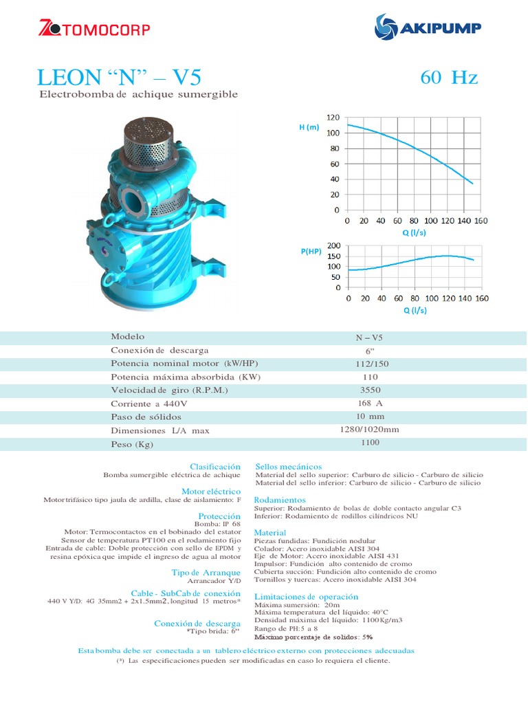 Ficha Tec. LEON N V5 60 HZ | PDF | Acero | Hierro fundido