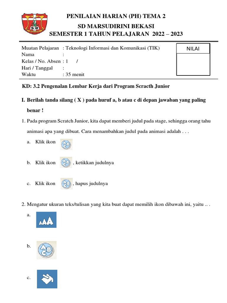 PH Tema 2 Kelas 1 Semester 1 TA. 2022-2023 | PDF | Komputer