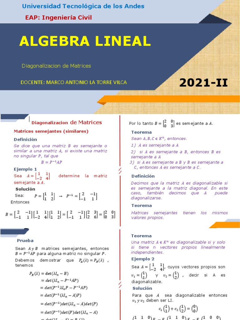 Diagonalizacion de Matrices | PDF | Teoría del operador | Conceptos matemáticos