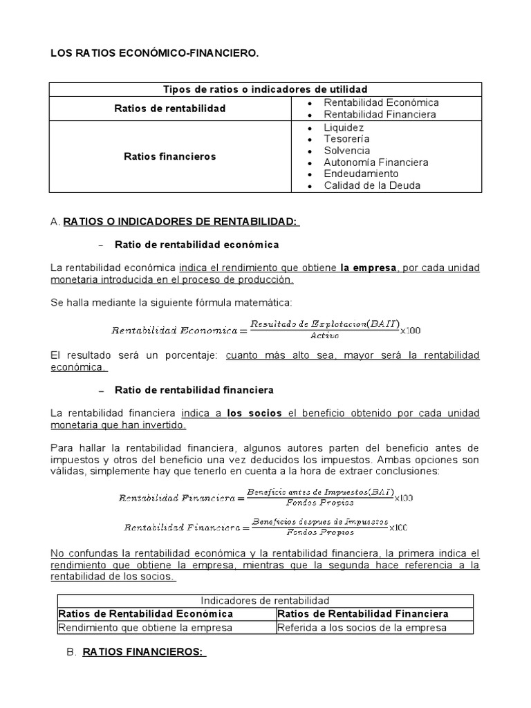 Rc-Ud07 - Los Ratios Económicos | PDF | Rentabilidad sobre recursos ...