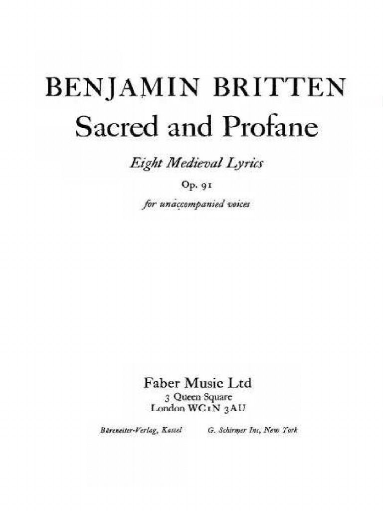 Sacred and Profane - Beniamin Britten | PDF