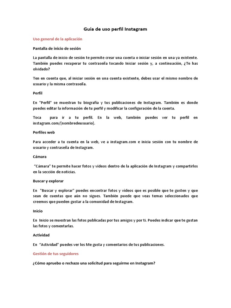Guía de Uso Perfil Instagram | PDF | Hashtag | Ios