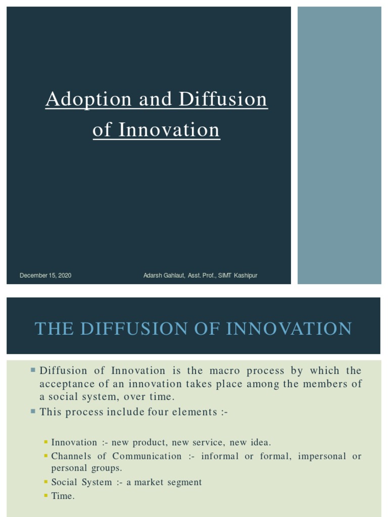 Adoption & Diffusion Concept | PDF | Innovation | Psychological Concepts
