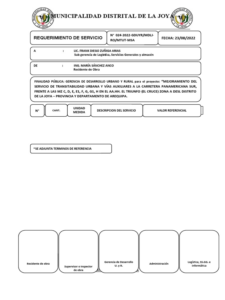Requerimiento #024 Servicio de Examenes Médicos | PDF