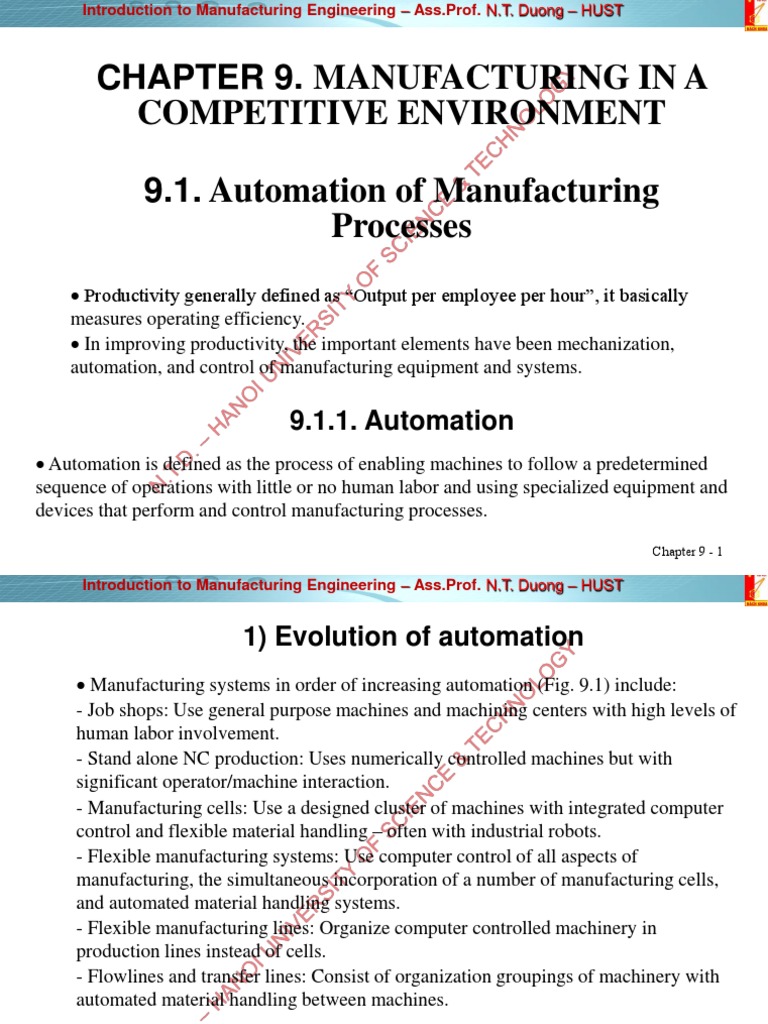 Chapter 9 - Manufacturing in Competitive Environment | PDF | Automation | Programmable Logic ...