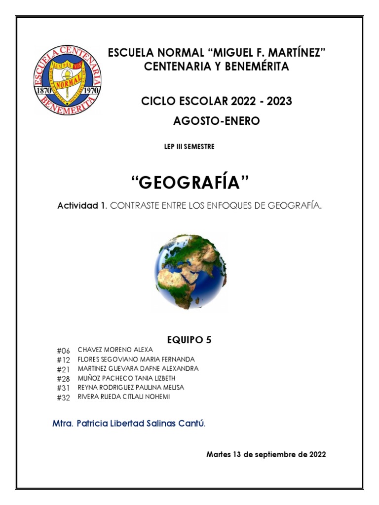 Actividad 1B Unidad 1-EQUIPO 5 | PDF | Geografía | Ciencia cognitiva