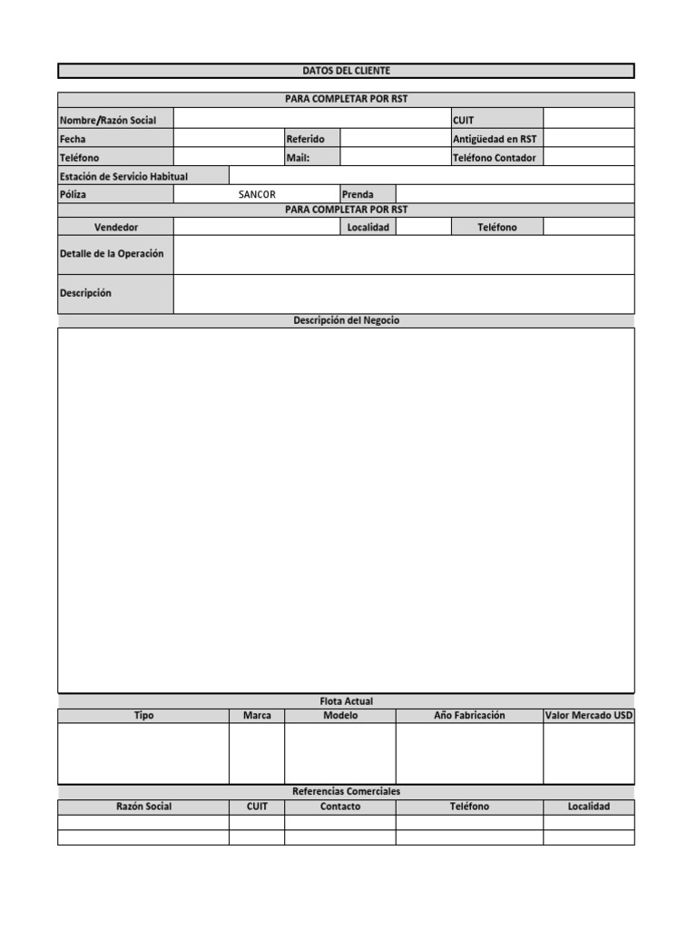 Información de Cliente para Datero | PDF