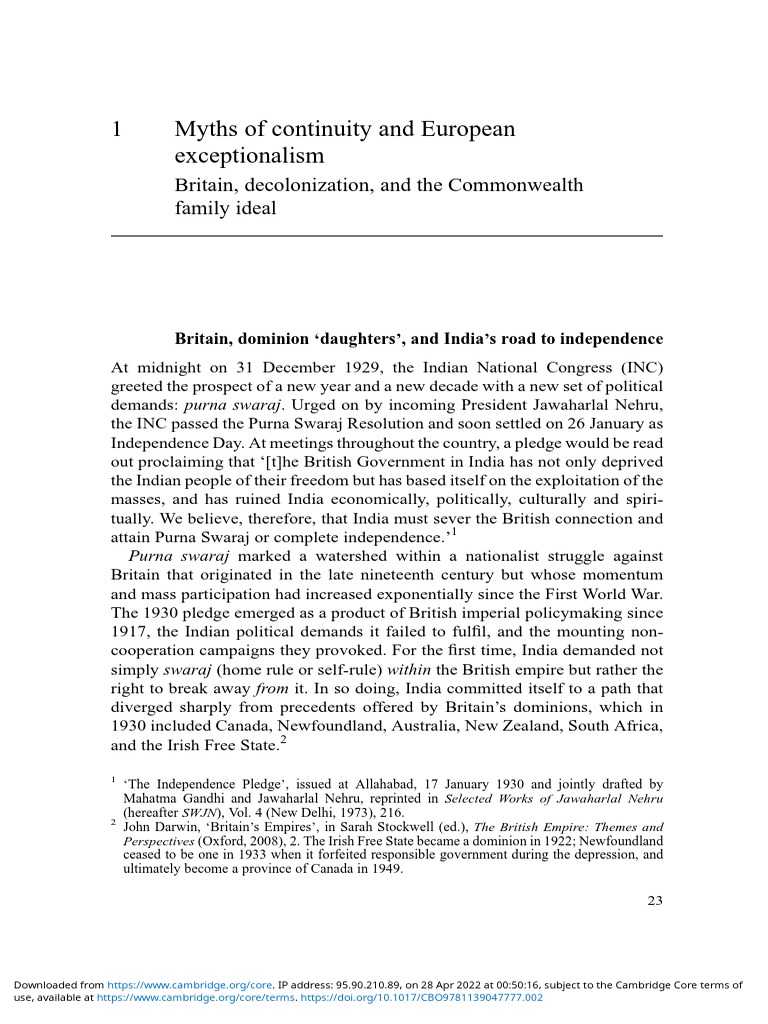 Myths of Continuity and European Exceptionalism Britain Decolonization ...