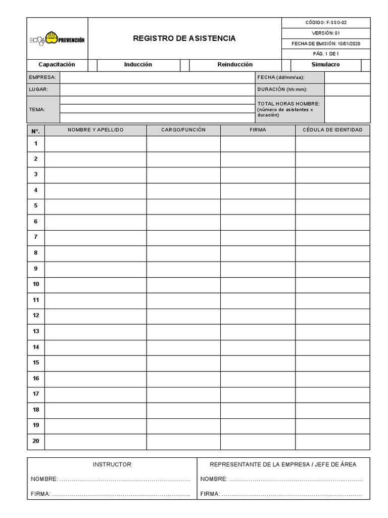 Plantilla Registro de Asistencia | PDF
