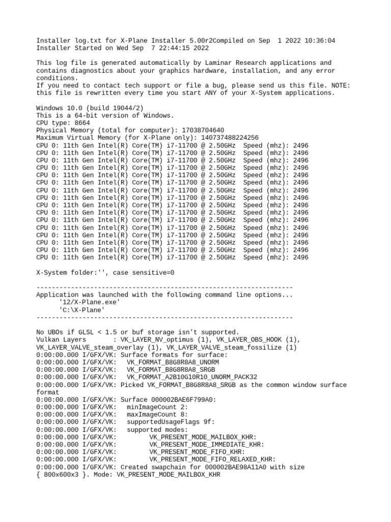 X-Plane Installer Log | PDF | Office Equipment | Computer Architecture