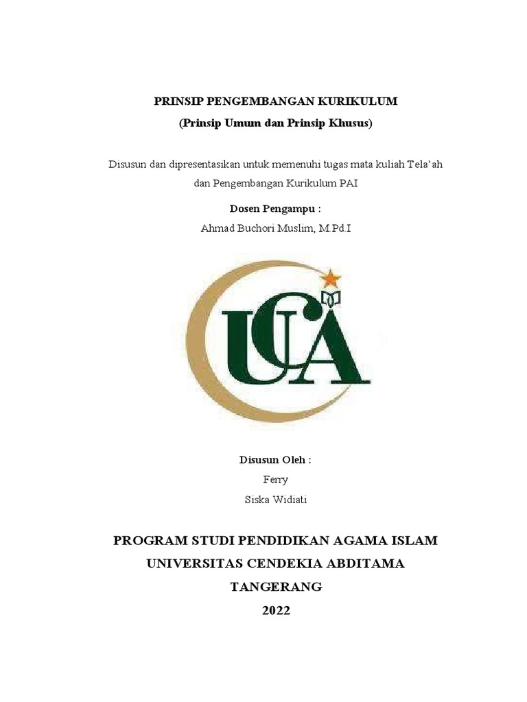 Kel 3 Prinsip Pengembangan Kurikulum PAI | PDF