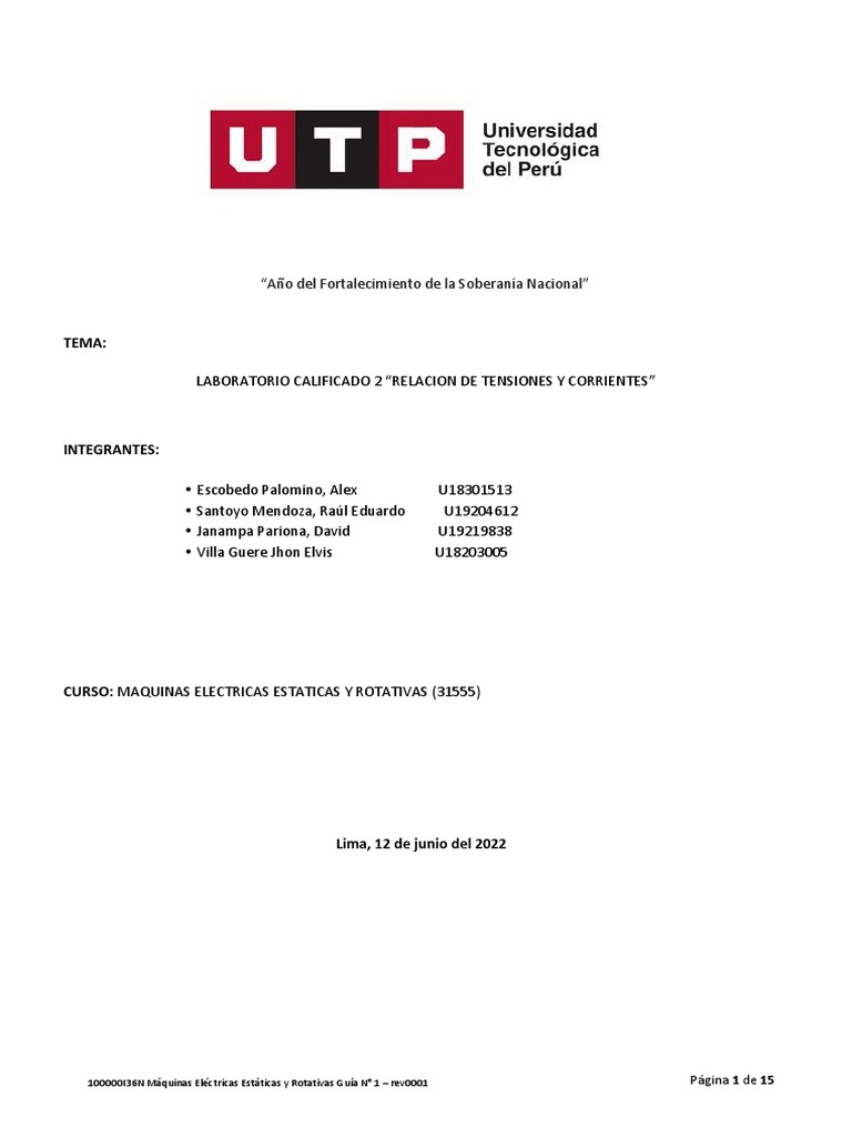 Lab 2 - Maquinas Electricas | PDF | Transformador | Inductor