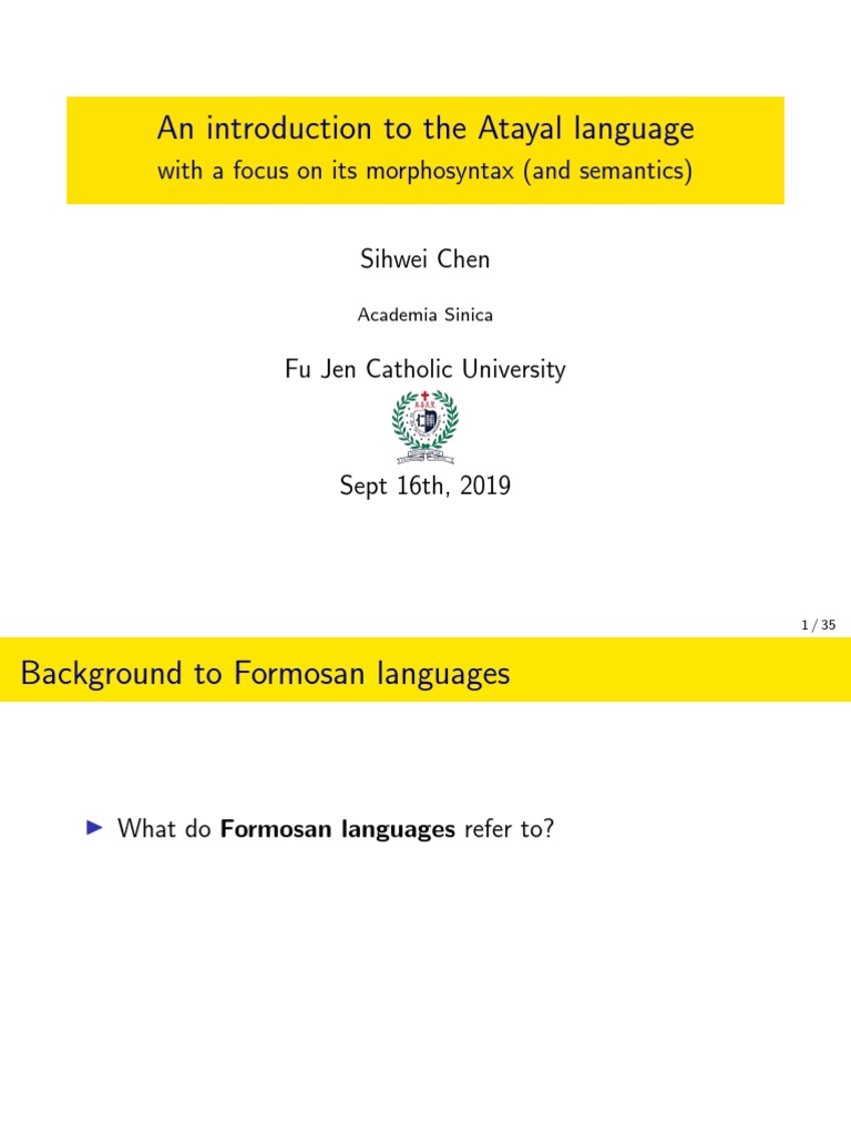 Intro To Atayal | PDF | Languages Of Asia | Cognitive Science