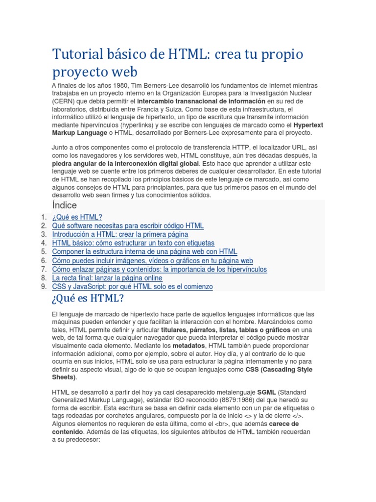 Tutorial Básico de HTML | PDF | HTML | Hipervínculo