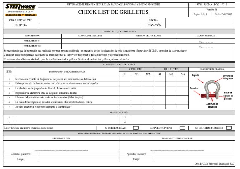 Check List de Grilletes | PDF