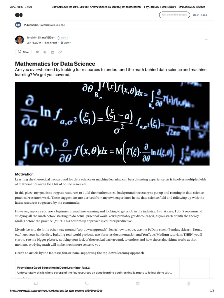 Mathematics For Data Science. Overwhelmed by Looking For Resources To ...