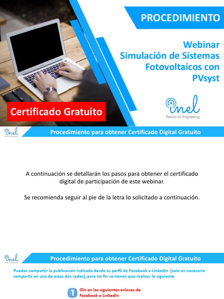 Obtención de certificado digital gratuito mediante compartir publicación en redes sociales y ...