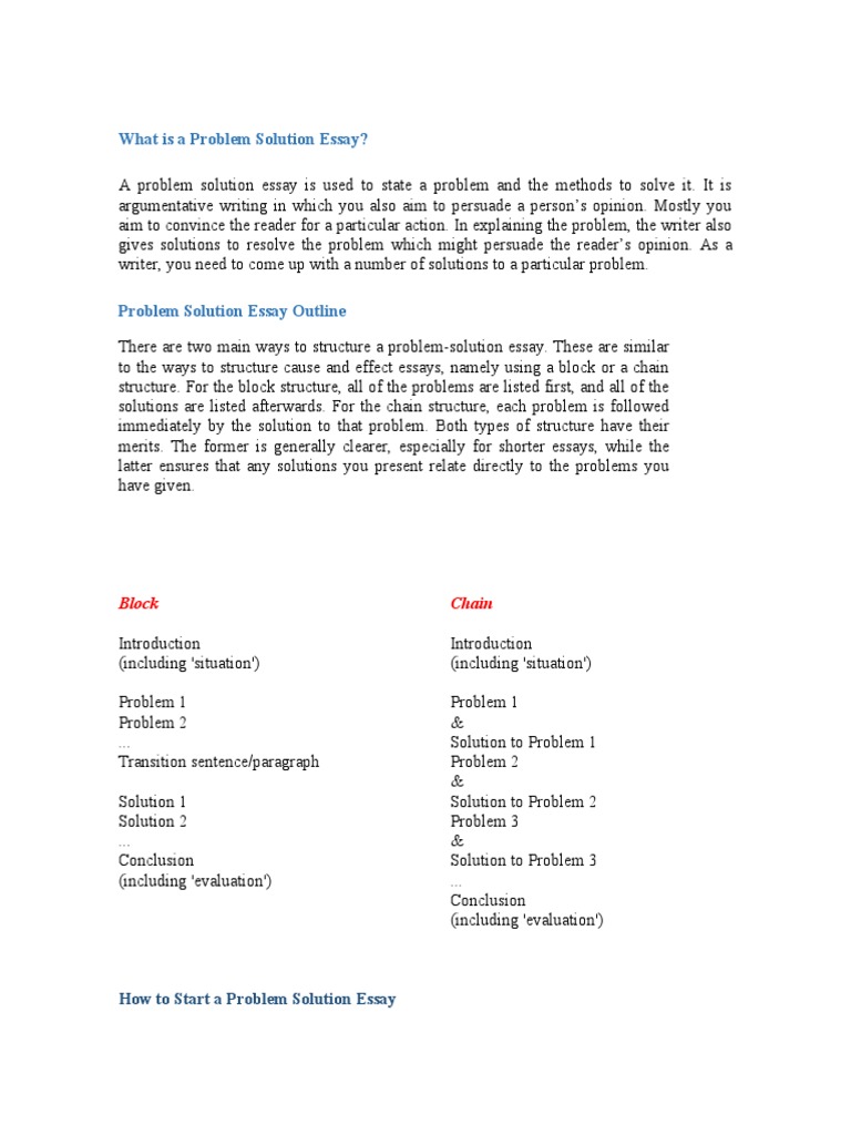 What Is A Problem Solution Essay | PDF | Mental Disorder | Essays