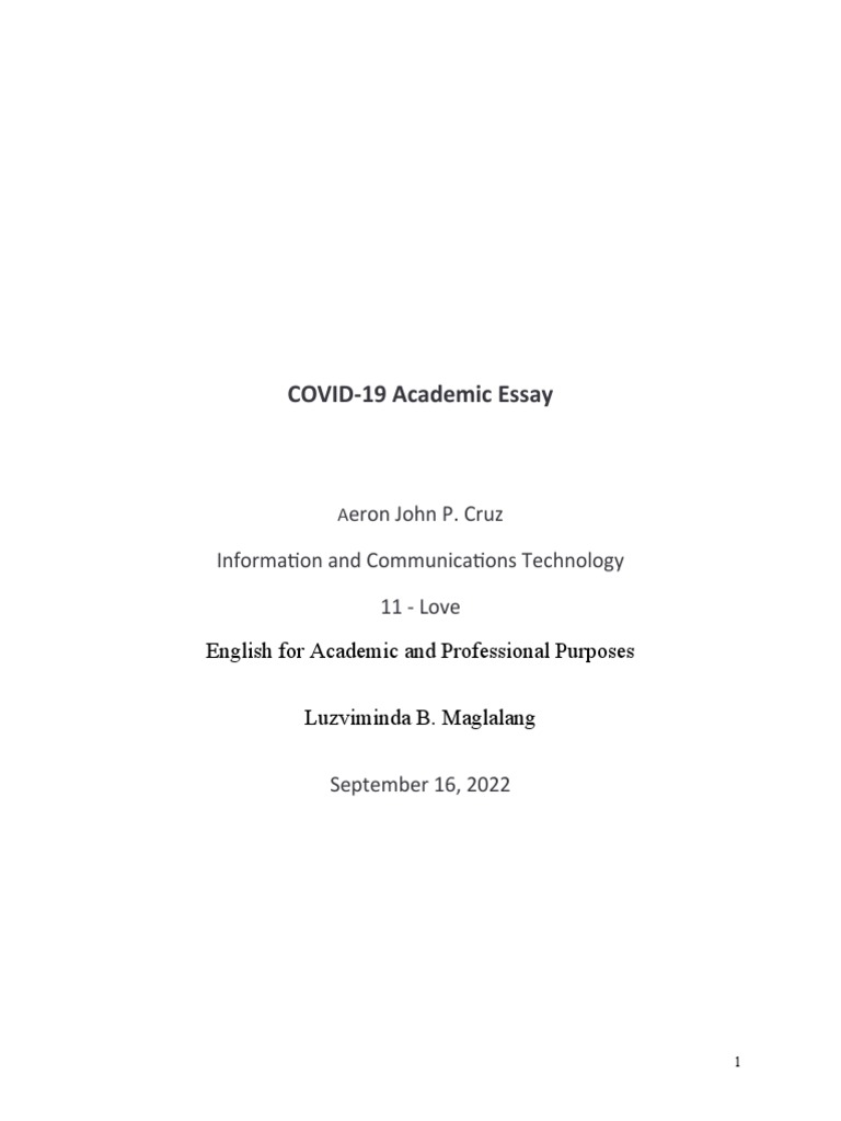 COVID-19 Academic Essay | PDF | Pandemic | Immunology
