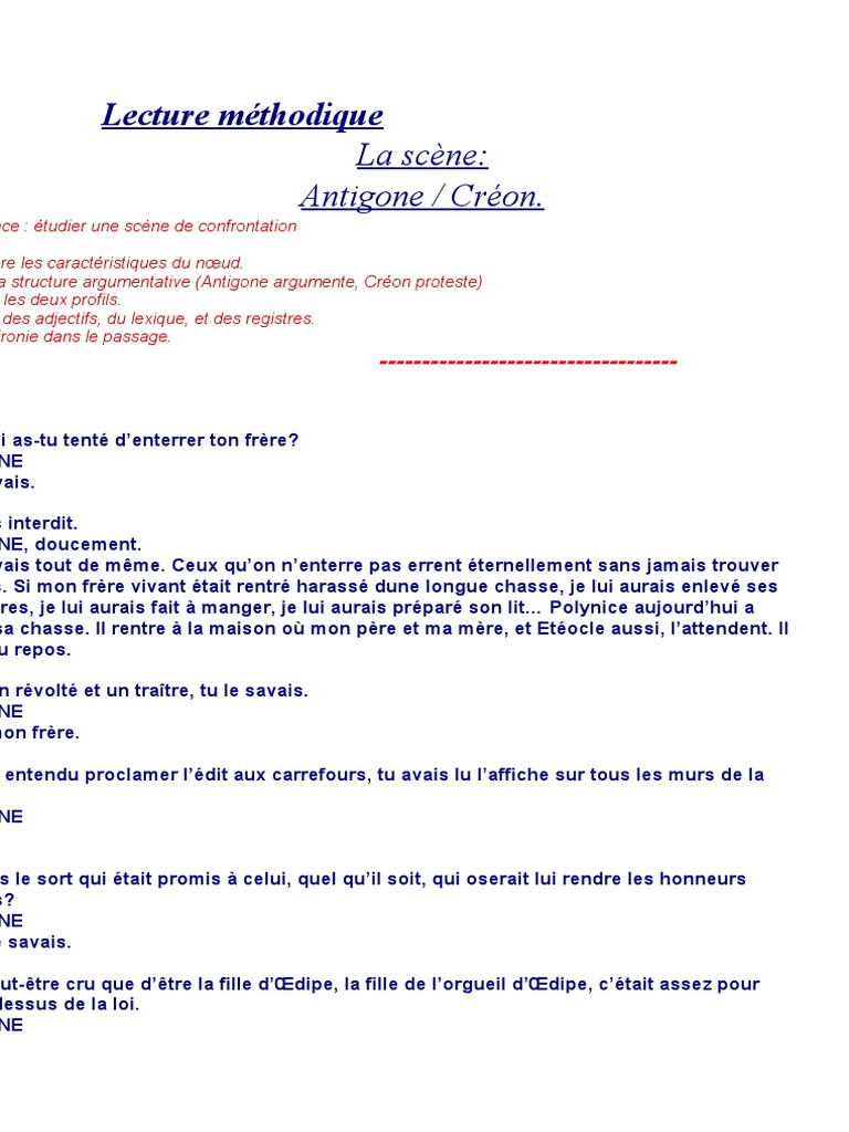 Antigone Créon | PDF | Mythologie de la Grèce centrale | Thèbes (Grèce)