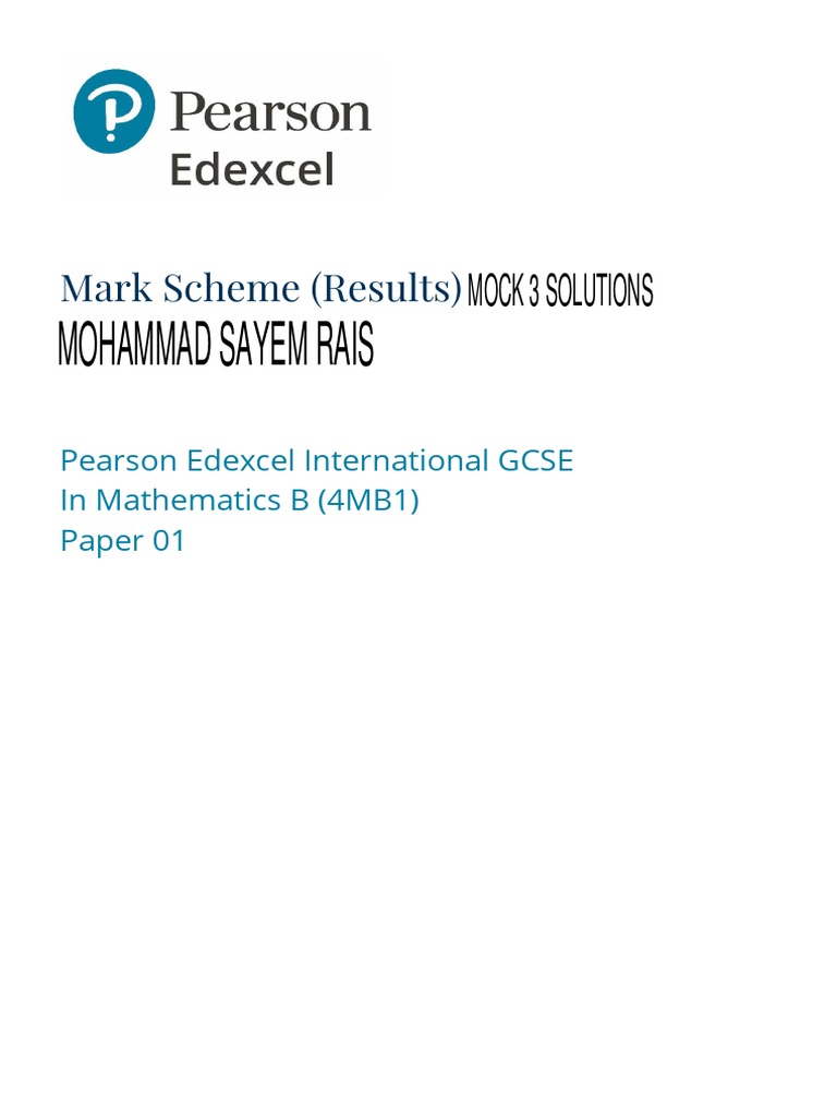 Maths B P1 Mock 3 Solution | PDF | Mathematics | Elementary Mathematics