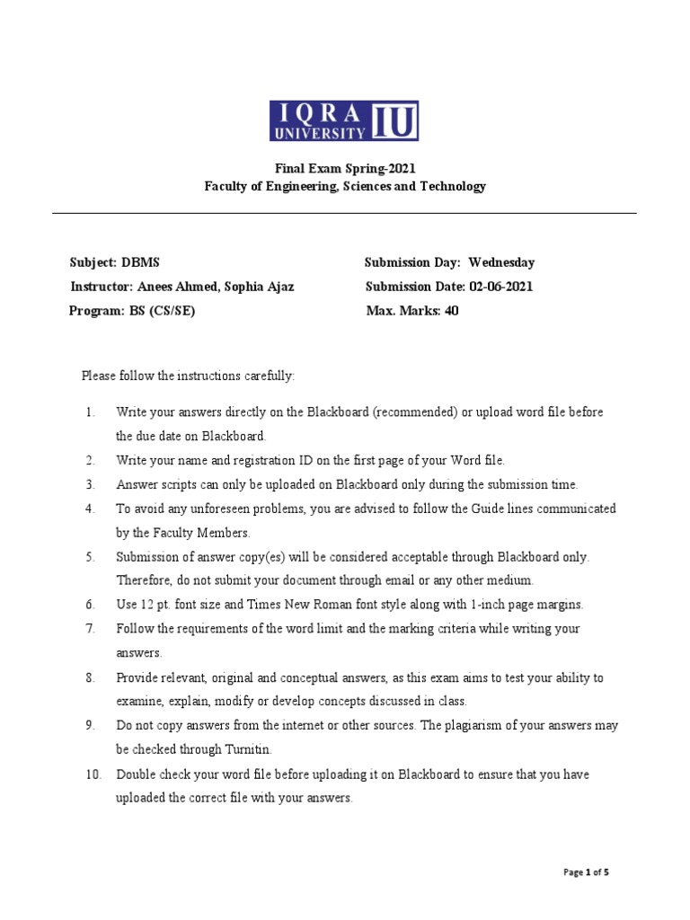 DBMS Spring 2021 - Final | PDF | Database Index | Table (Database) DBMS Spring 2021 - Final | PDF | Database Index | Table (Database)