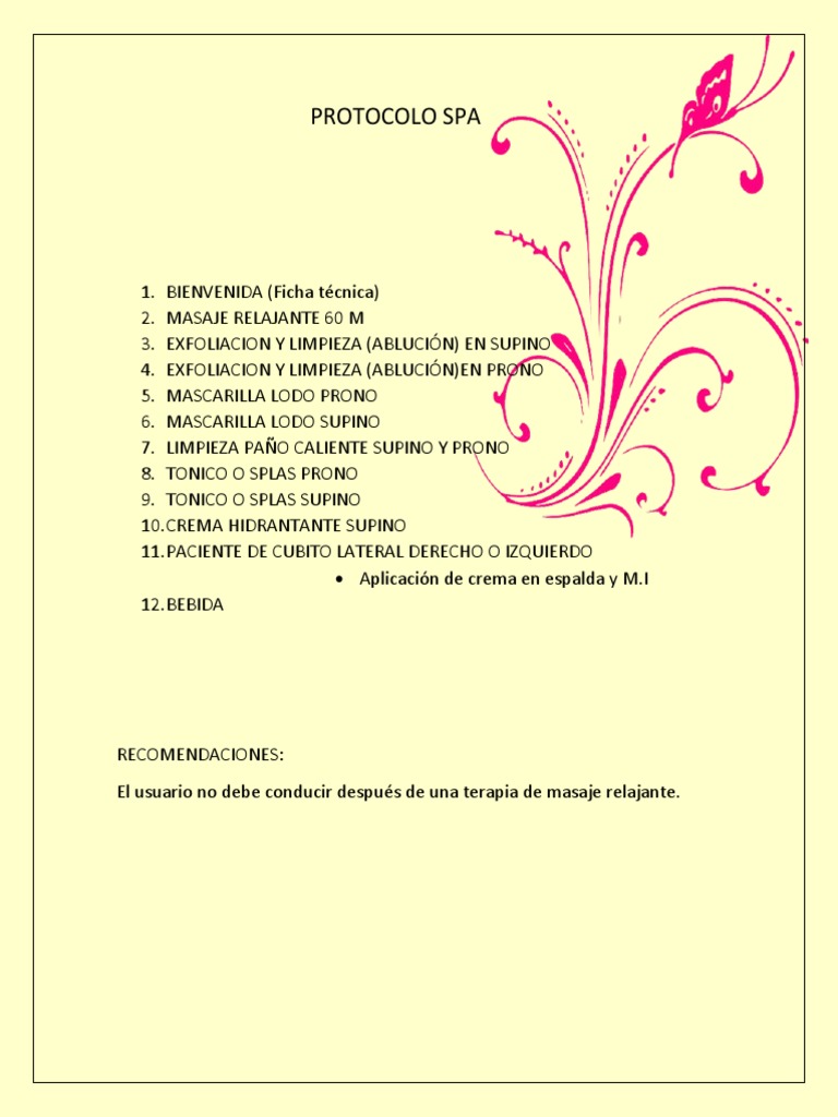Protocolo de Masaje Relajante en Spa | PDF | Salud y bienestar