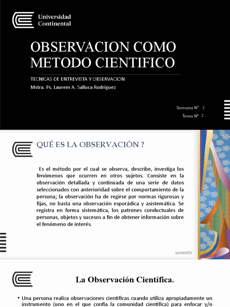 Semana 2. Observacion Como Metodo Cientifico | PDF | Método científico ...