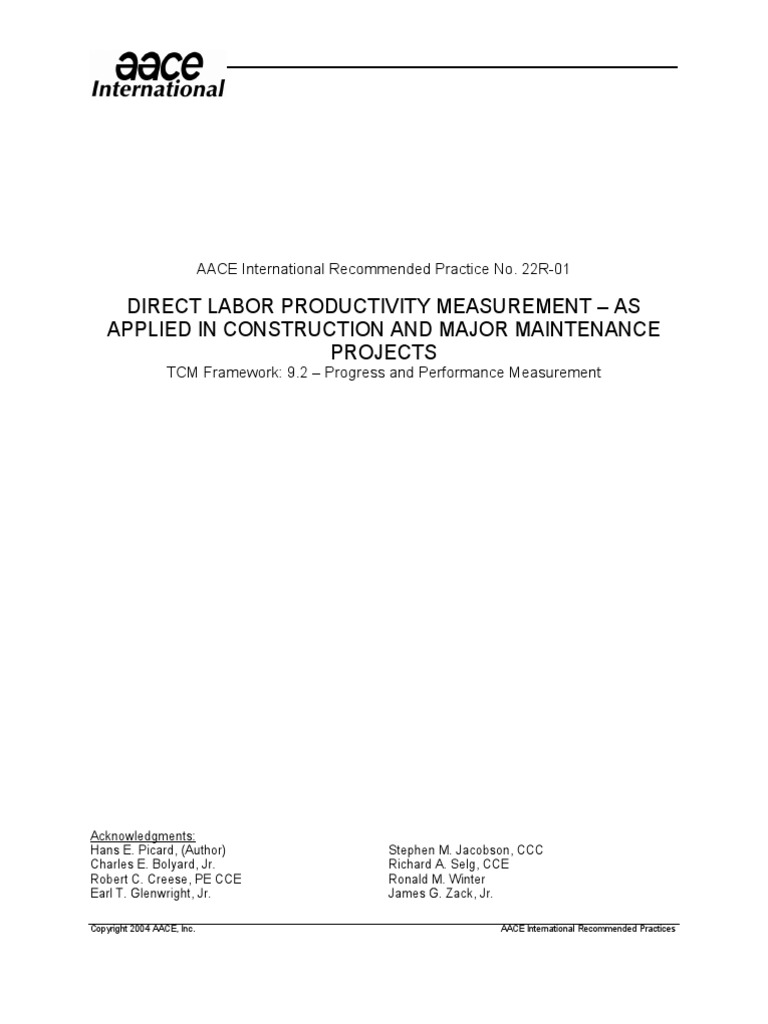 22r-01 Direct Labor Productivity Measurement | PDF | Sampling ...