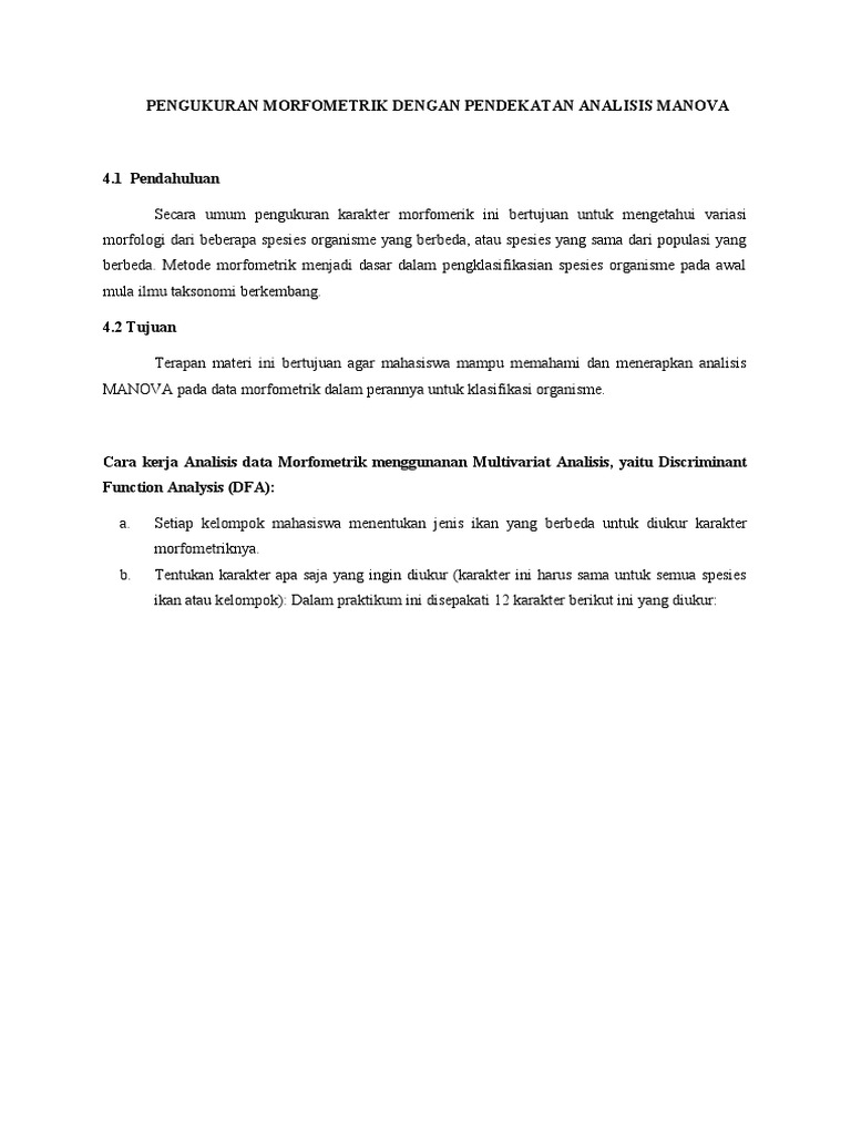 Analisis MANOVA untuk Morfometri Ikan | PDF