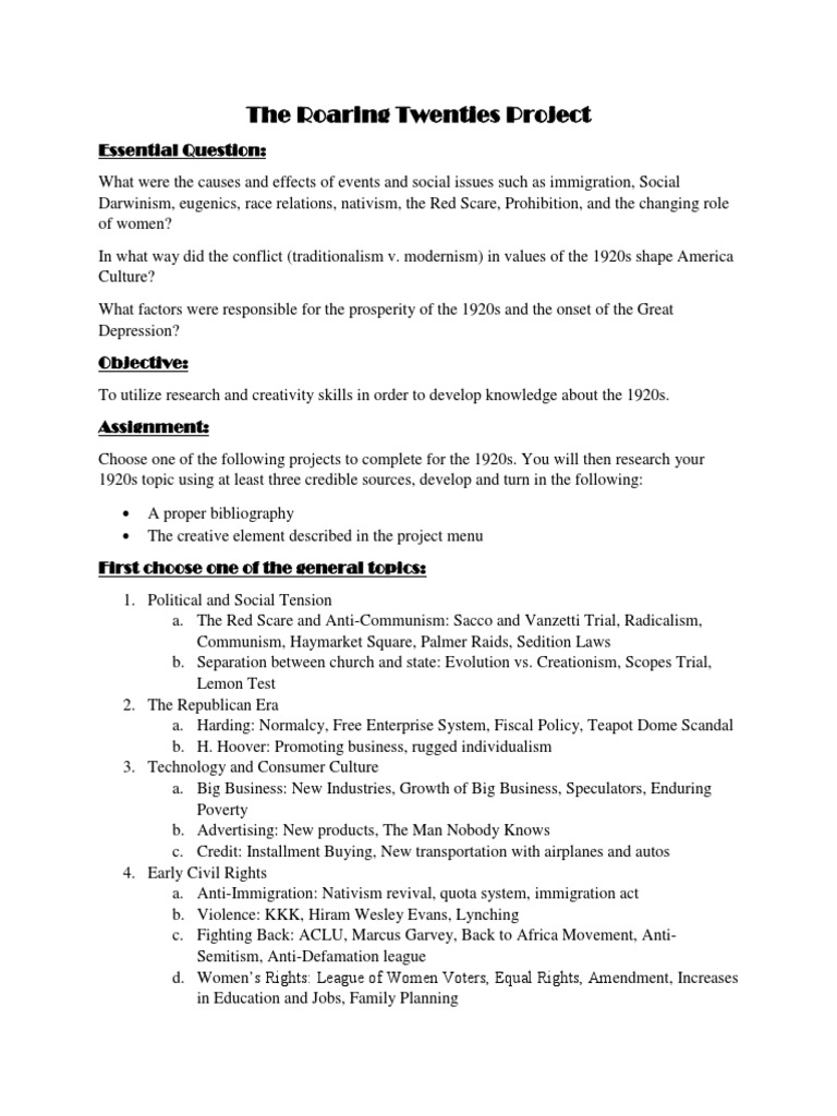 The Roaring Twenties Project 2 | PDF | Newspapers | Roaring Twenties