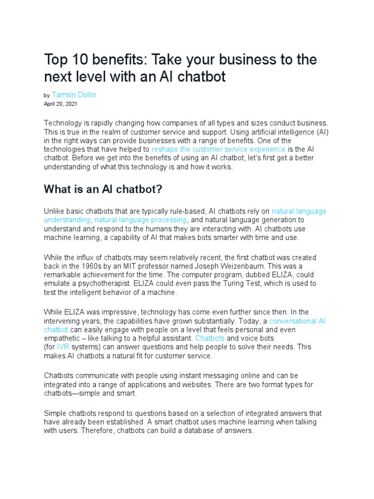 Benefits of AI Chatbox | Download Free PDF | Artificial Intelligence ...